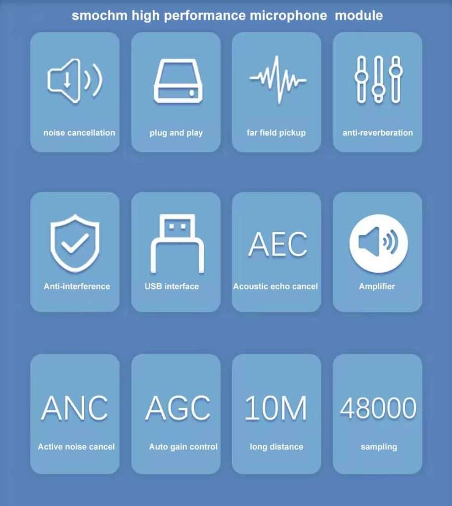 10 Meters High Performance AI 4 MIC Microphone Array Module Motherboard ...